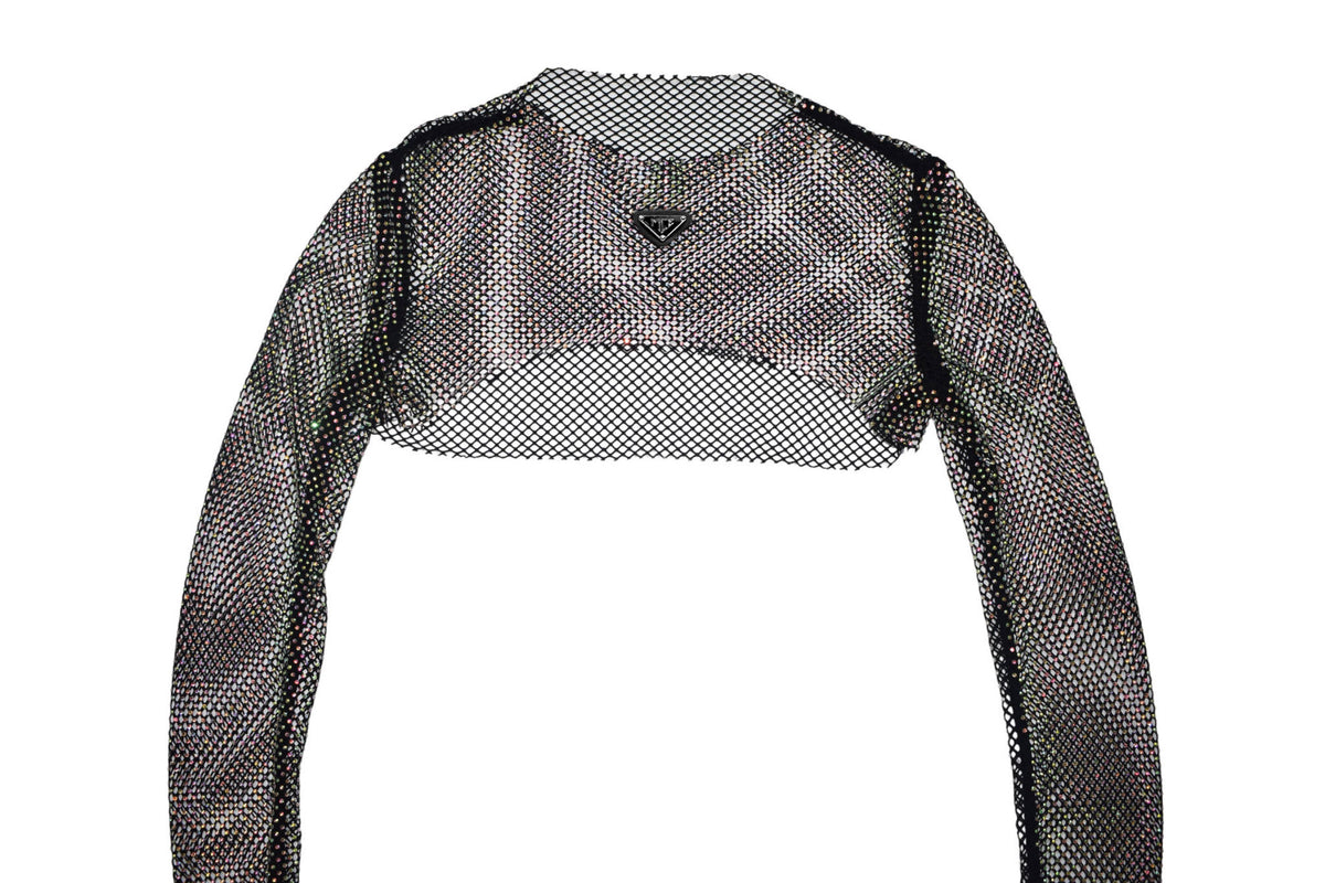 obsidian MCE rhinestone long sleeve shoulder shrug see – MCE Creations