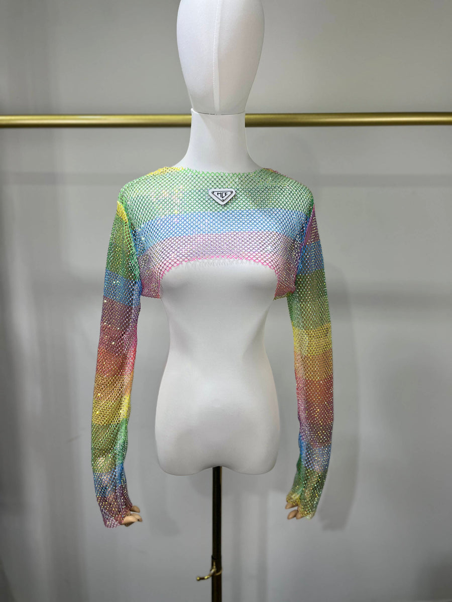 Gay pride MCE rhinestone long sleeve shoulder shrug – MCE Creations